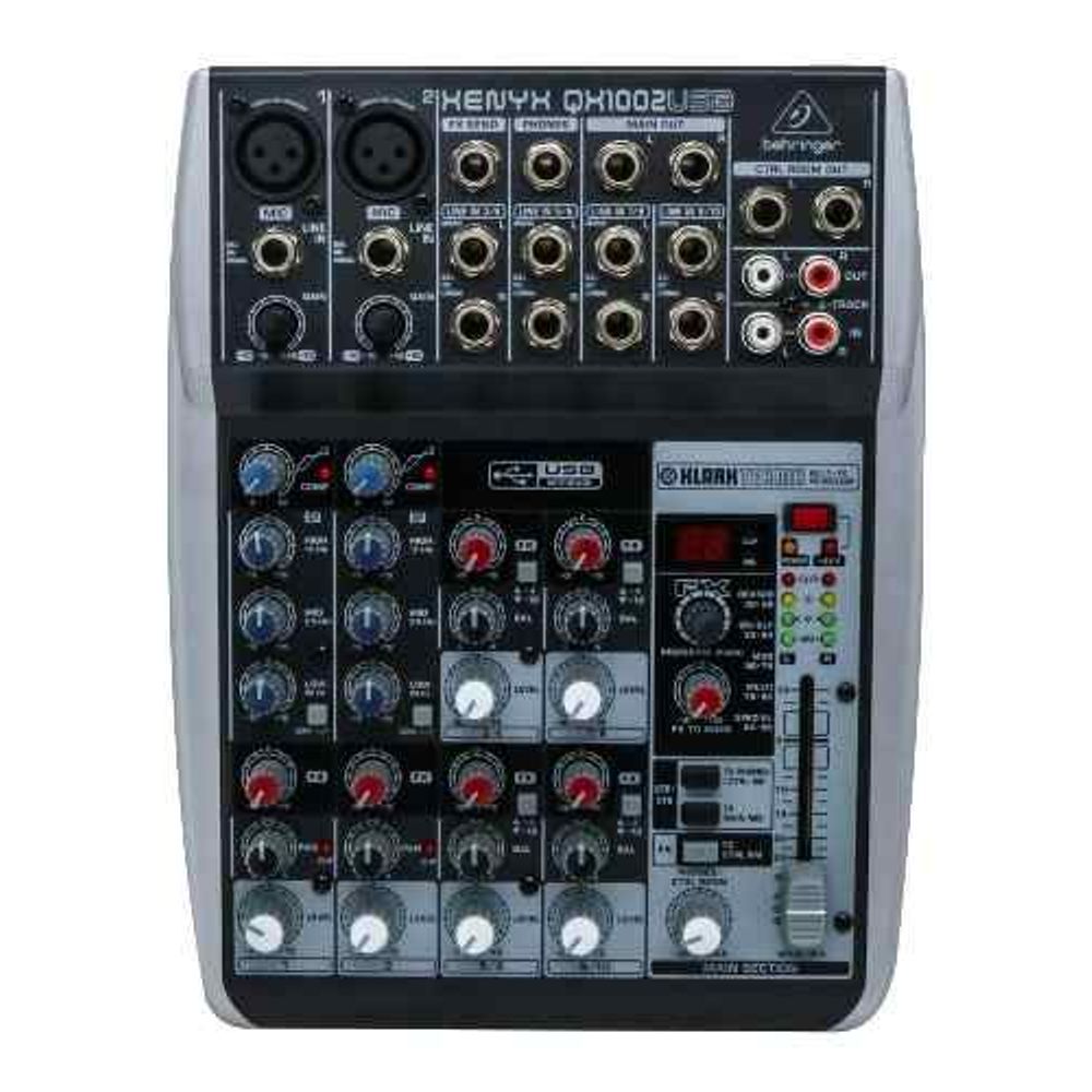 MESA DE SOM 10 CANAIS XENYX QX1002 USB BEHRINGER - enterlight