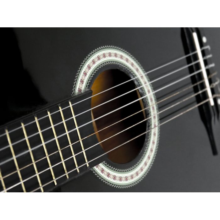 VIOLAO 6 CORDAS NYLON ACUSTICO PRETO VCA104N BK VOGGA - enterlight