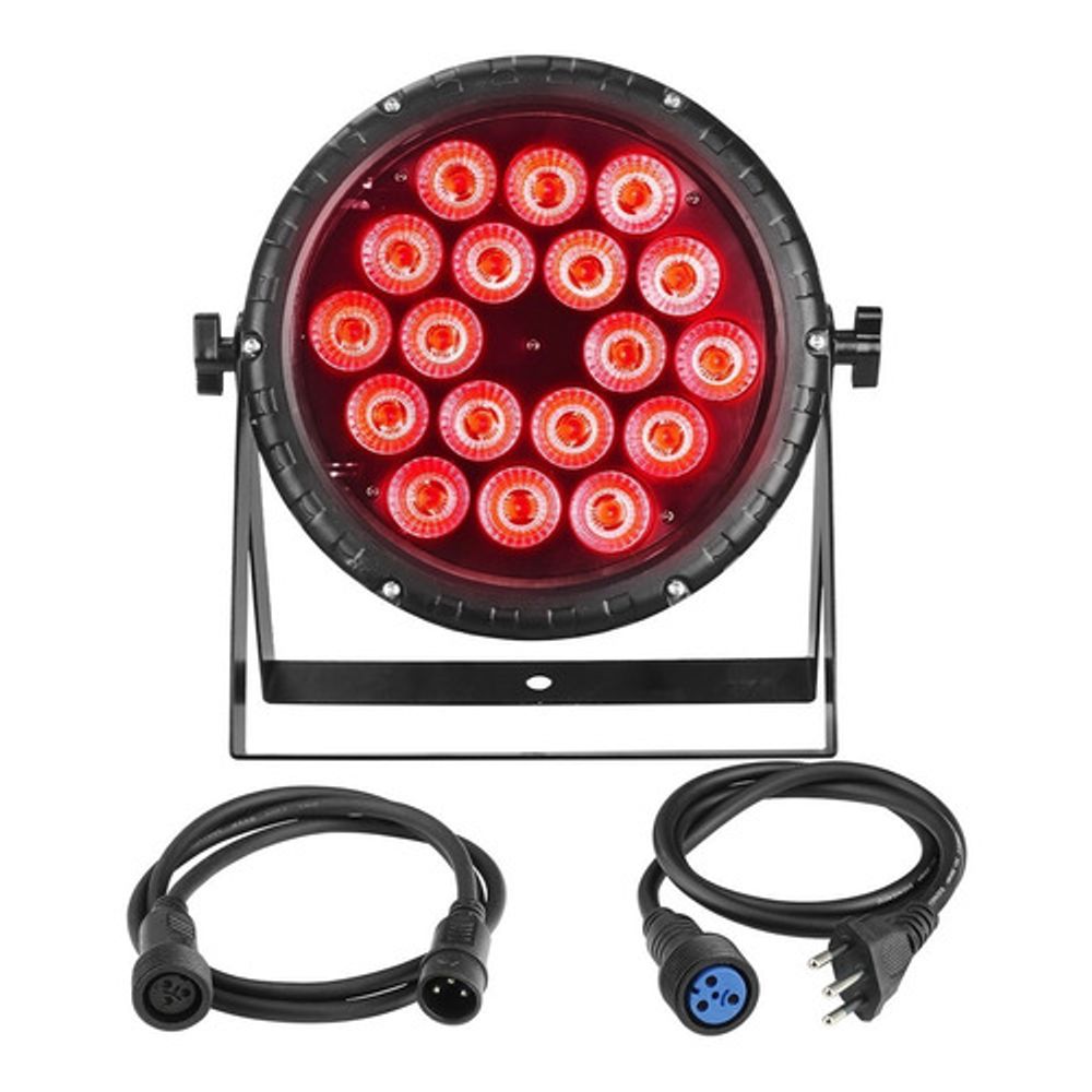 REFLETOR LED PAR 64 18 LEDS 18W RGBWA + UV PROVA DGUA IP65 SK-QA1818 SKYPIX - enterlight