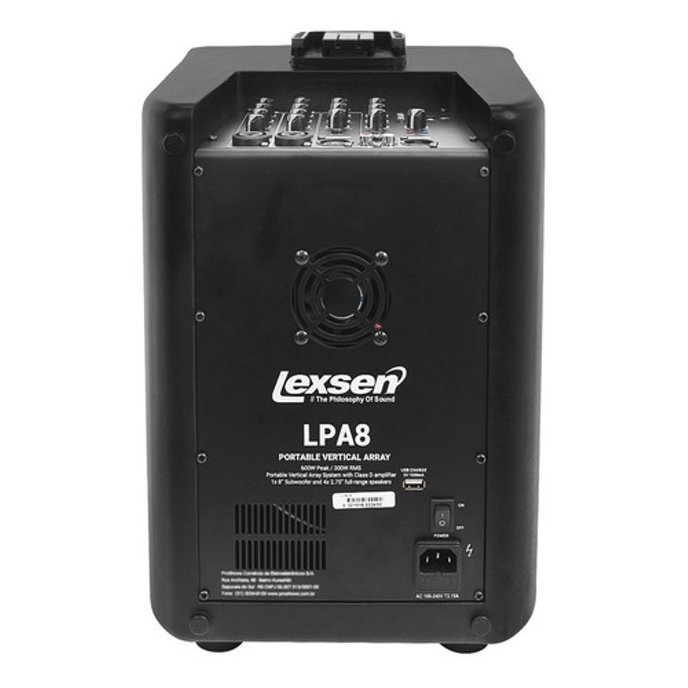 CAIXA DE SOM ATIVA 300W BLUETOOTH 8 POLEGADAS COM SISTEMA VERTICAL ARRAY BIVOLT LPA-8 LEXSEN ...